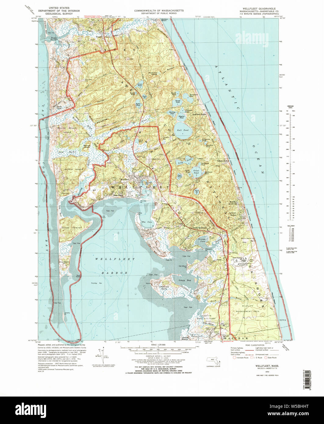 Massachusetts USGS Historical Topo Map MA Wellfleet 351402 1972 25000 ...