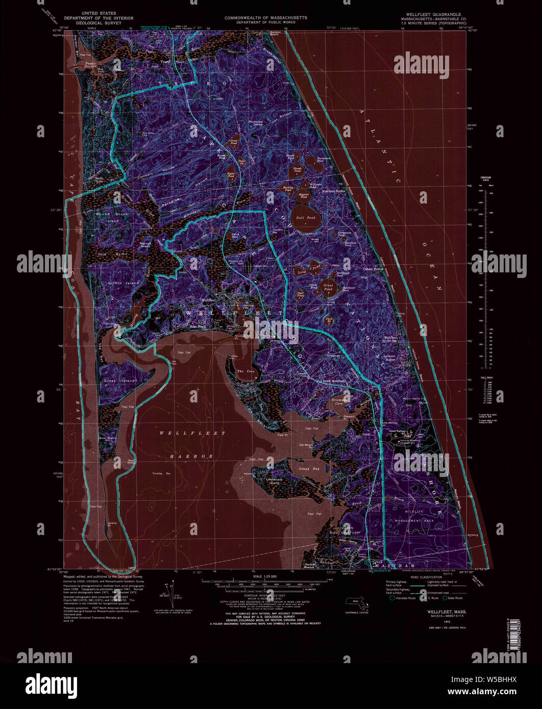 Massachusetts USGS Historical Topo Map MA Wellfleet 351402 1972 25000 ...