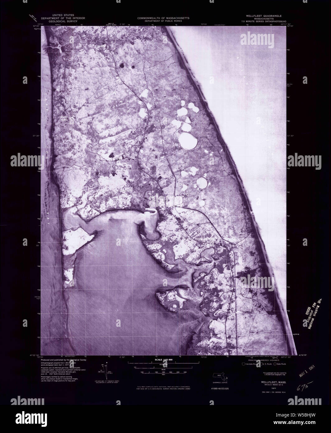 Massachusetts USGS Historical Topo Map MA Wellfleet 351403 1977 25000 ...