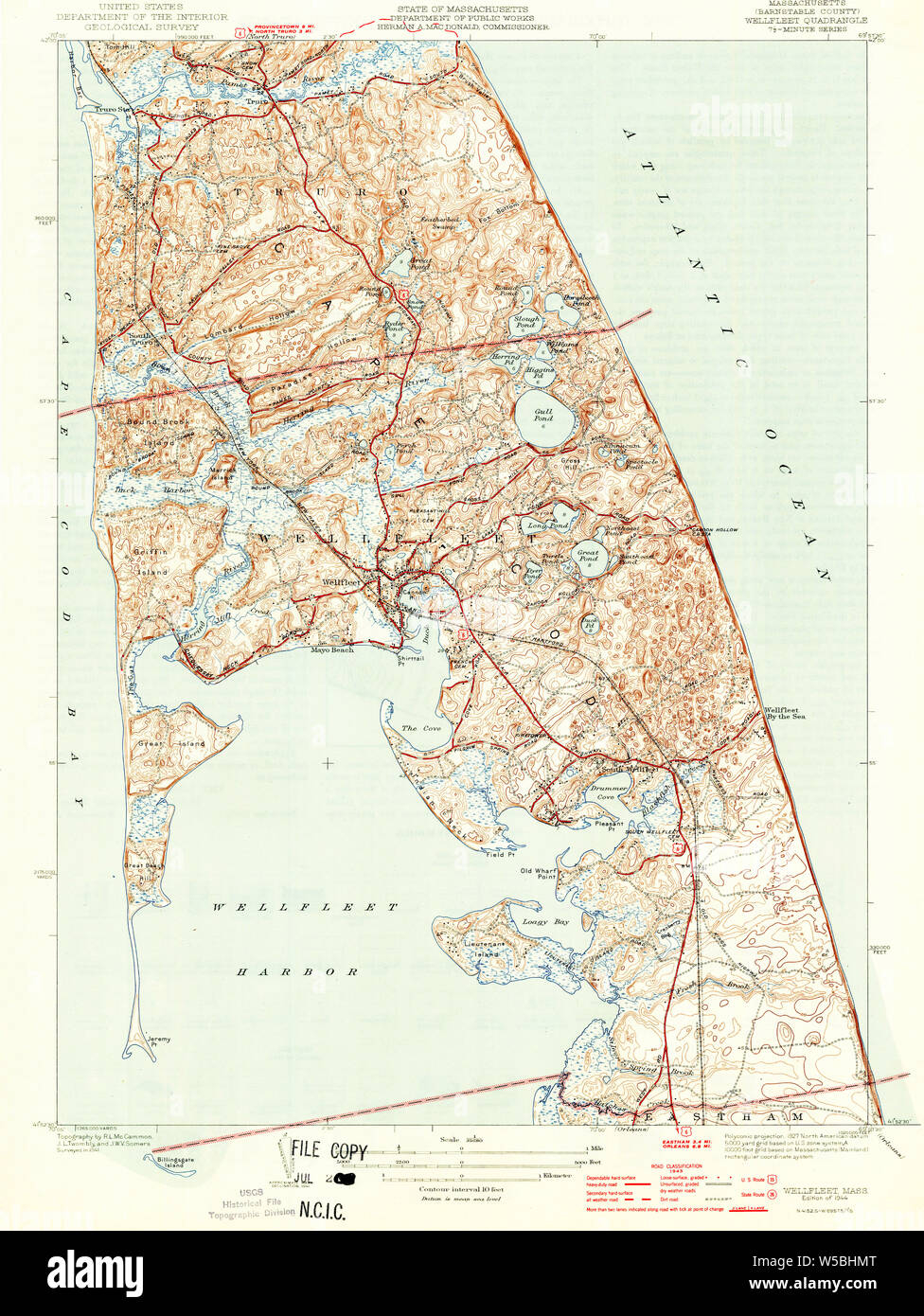 Massachusetts USGS Historical Topo Map MA Wellfleet 352325 1944 31680 ...