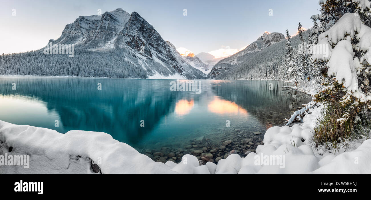 Lake Louise with mountains reflection at Banff National Park, Canada Stock Photo - Alamy