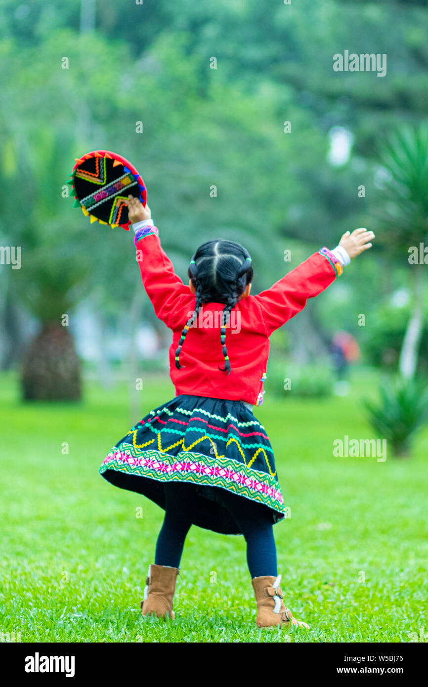 Beautiful girl dressed as Ñusta, typical costume of Cusco in Peru Stock ...