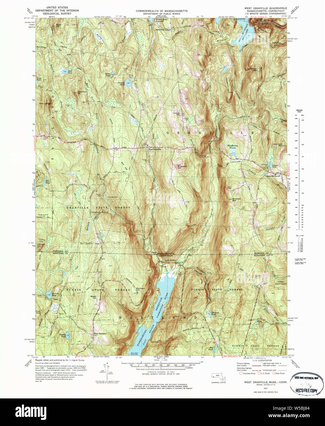 Massachusetts USGS Historical Topo Map MA West Granville 350702 1971 ...