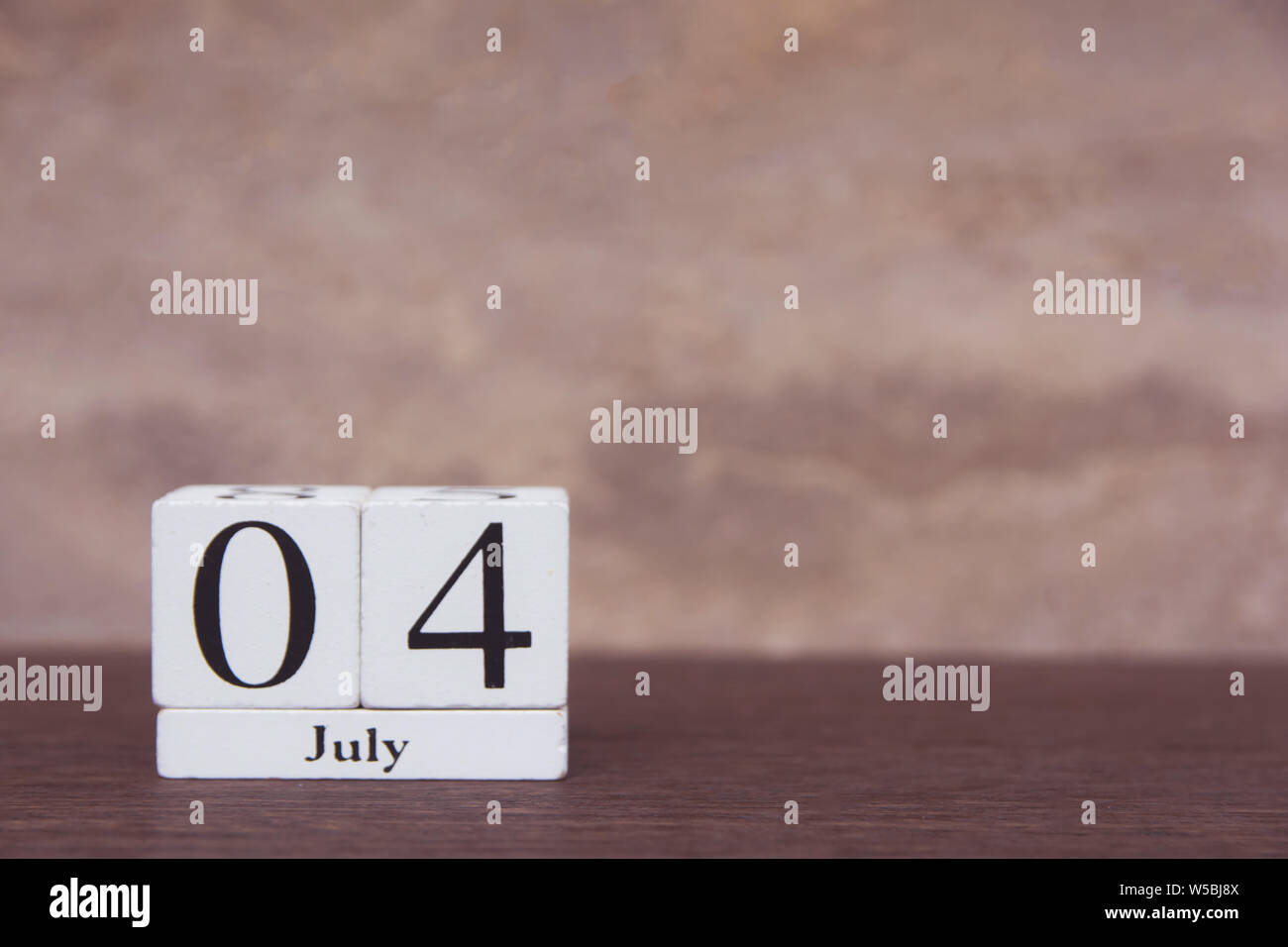 July 4 th. Of American Independence Day with white block calendar on ...
