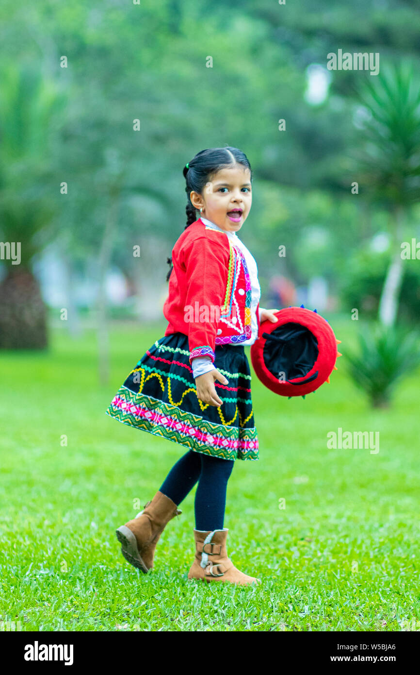 Beautiful girl dressed as Ñusta, typical costume of Cusco in Peru Stock ...