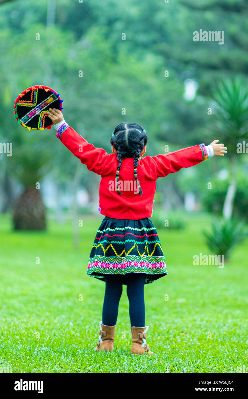 Beautiful girl dressed as Ñusta, typical costume of Cusco in Peru Stock ...