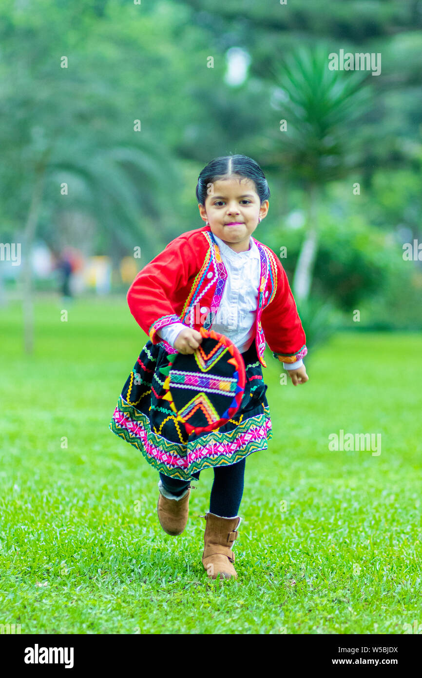 Beautiful girl dressed as Ñusta, typical costume of Cusco in Peru Stock ...