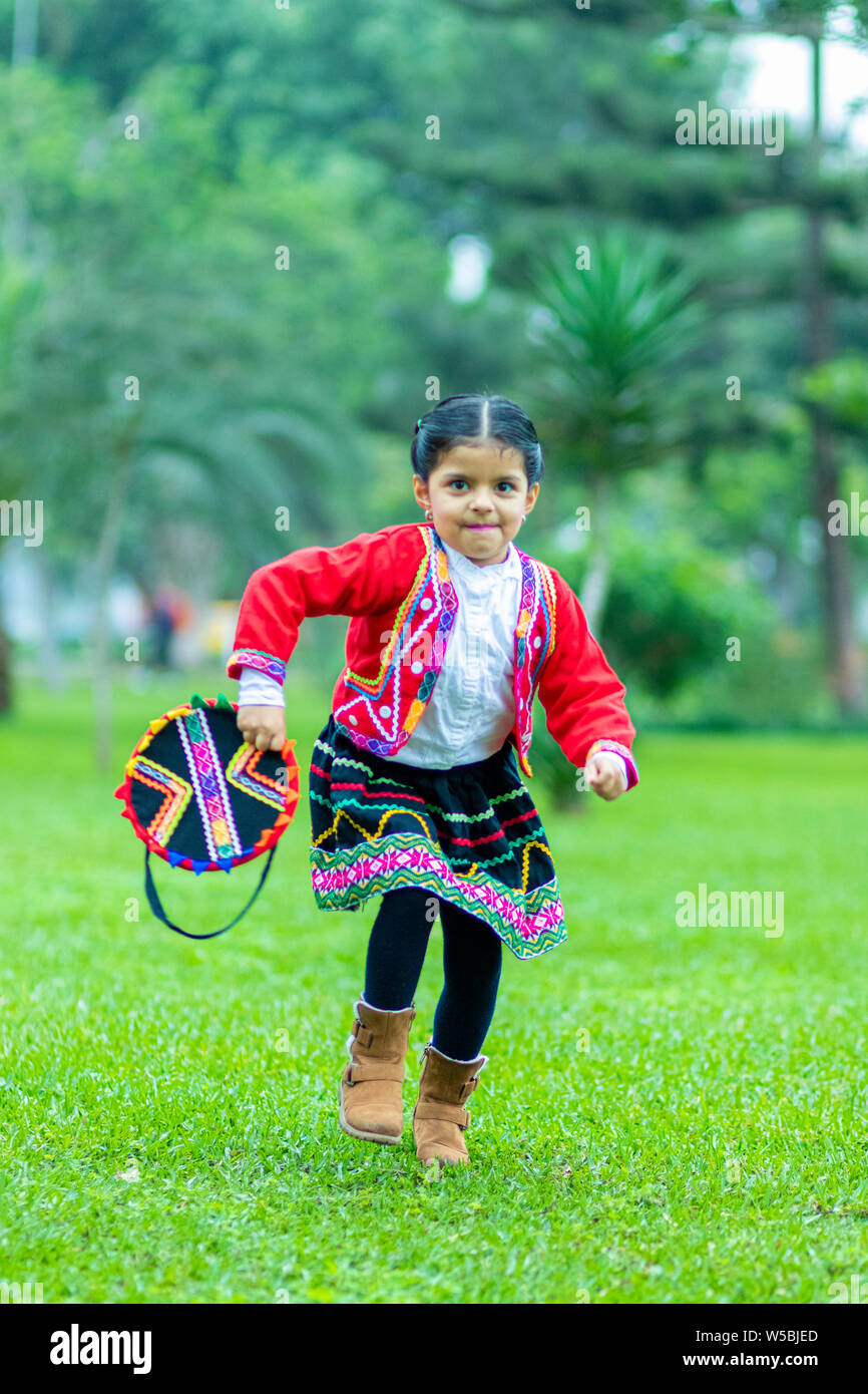 Beautiful girl dressed as Ñusta, typical costume of Cusco in Peru Stock ...
