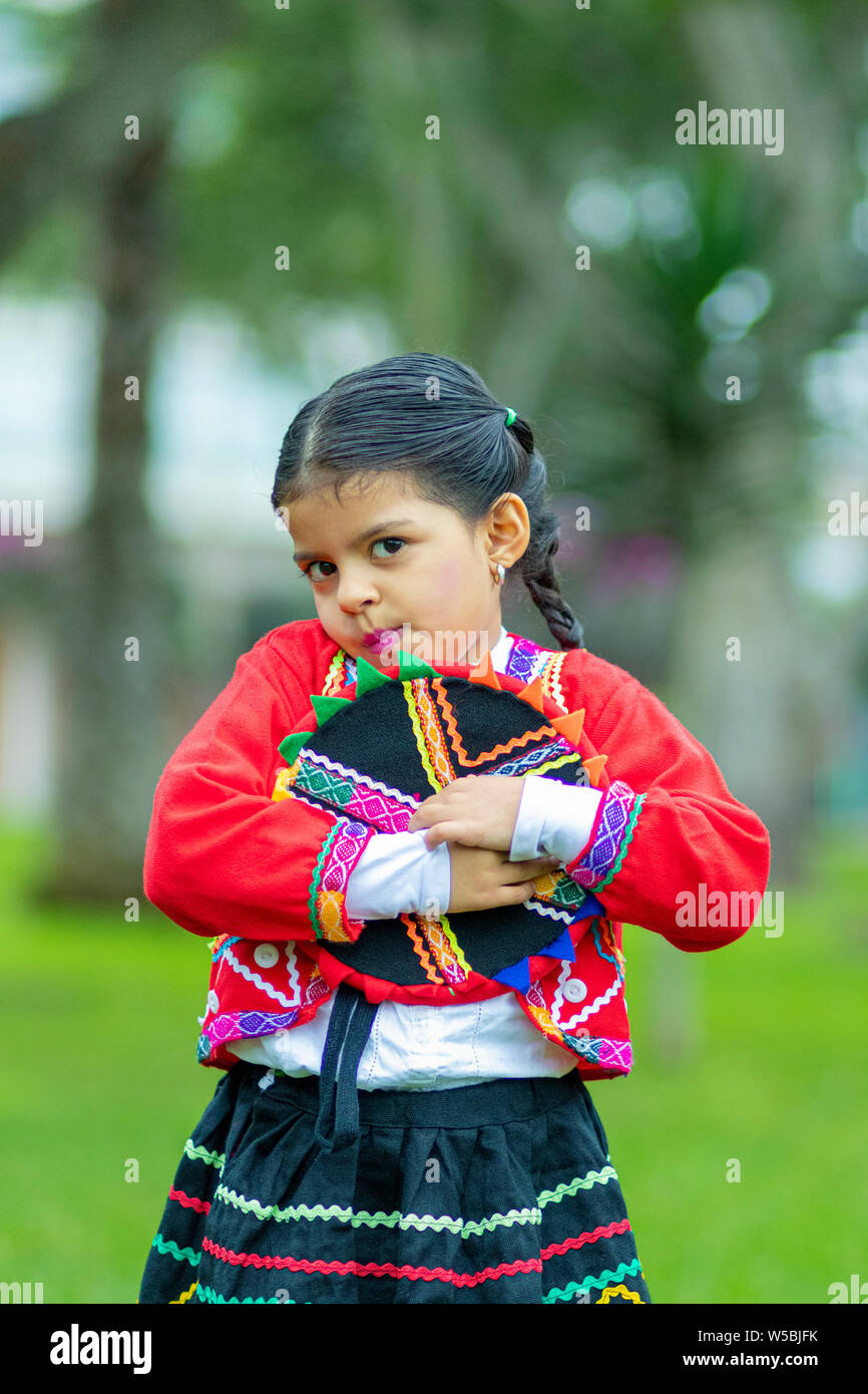 Beautiful girl dressed as Ñusta, typical costume of Cusco in Peru Stock ...