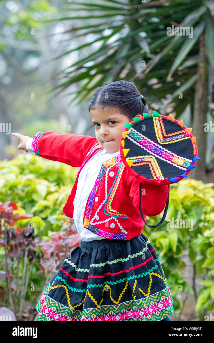 Beautiful girl dressed as Ñusta, typical costume of Cusco in Peru Stock ...