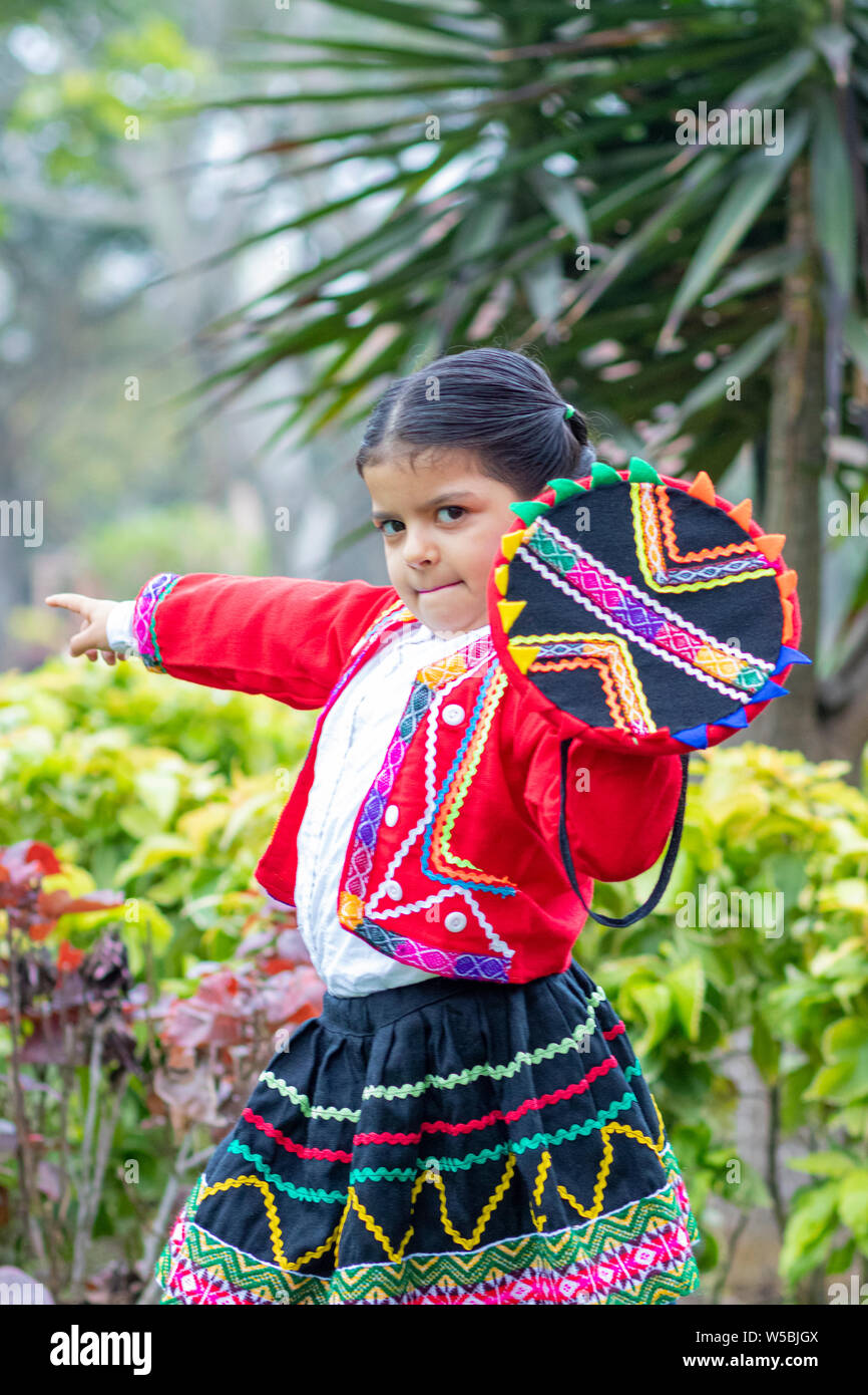 Beautiful girl dressed as Ñusta, typical costume of Cusco in Peru Stock ...