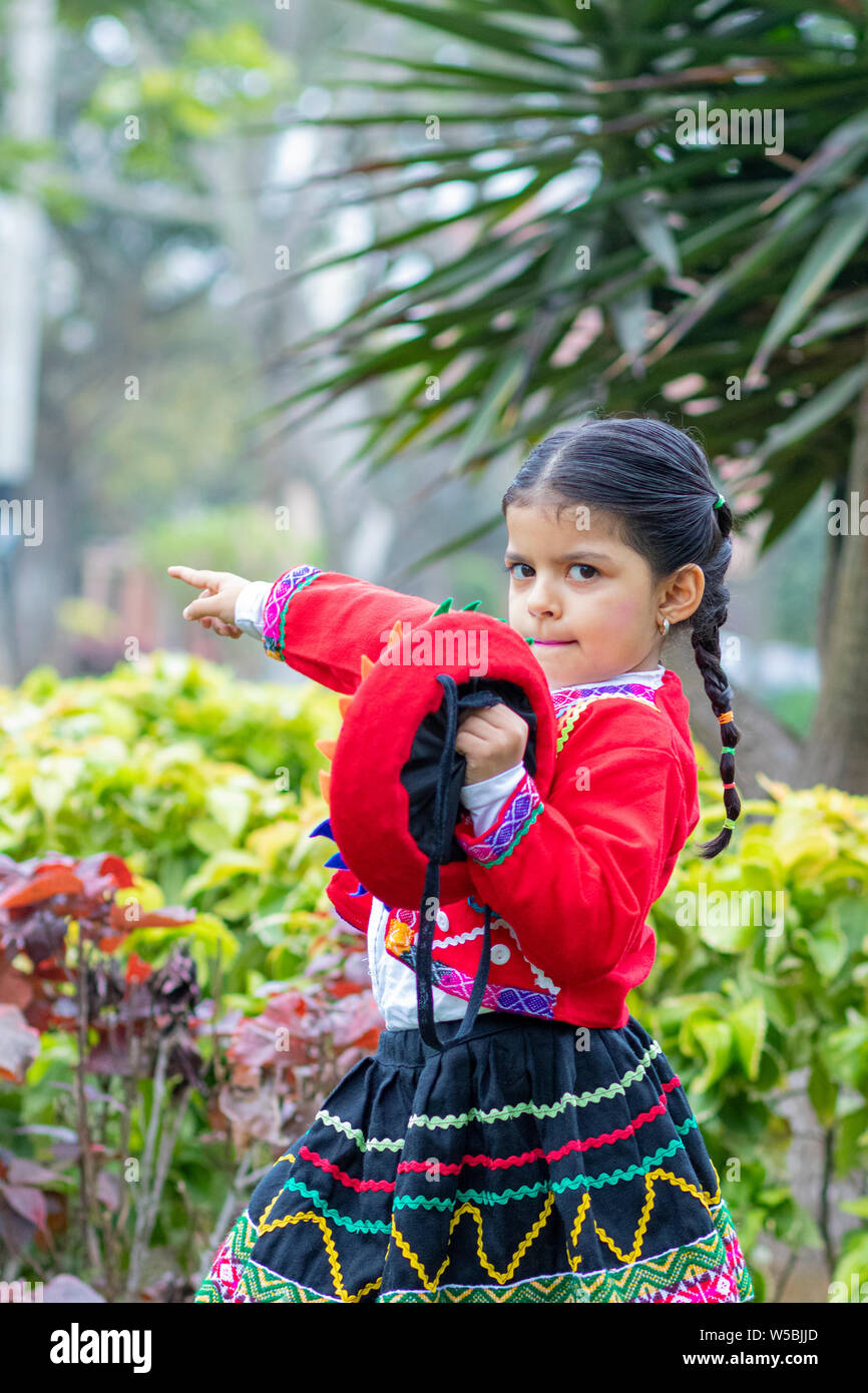 Beautiful girl dressed as Ñusta, typical costume of Cusco in Peru Stock ...