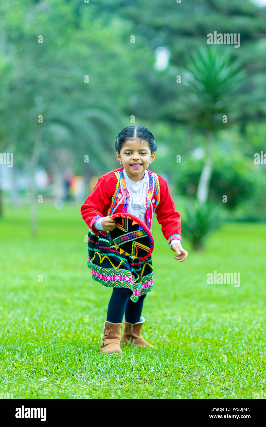Beautiful girl dressed as Ñusta, typical costume of Cusco in Peru Stock ...