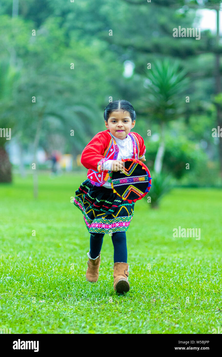 Beautiful girl dressed as Ñusta, typical costume of Cusco in Peru Stock ...