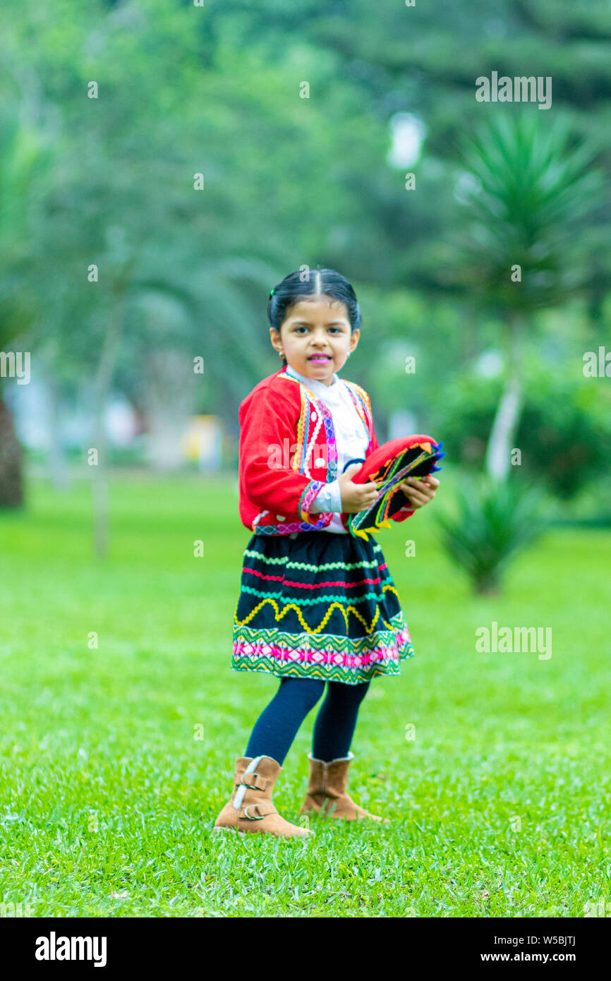 Beautiful girl dressed as Ñusta, typical costume of Cusco in Peru Stock ...