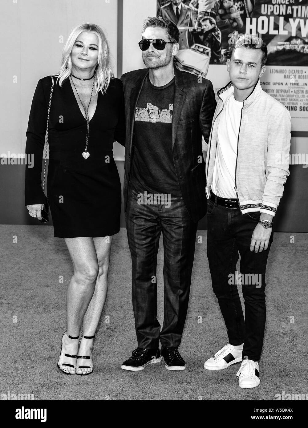 Los Angeles, CA - July 22, 2019: Rob Lowe (C) with wife and son attend ...