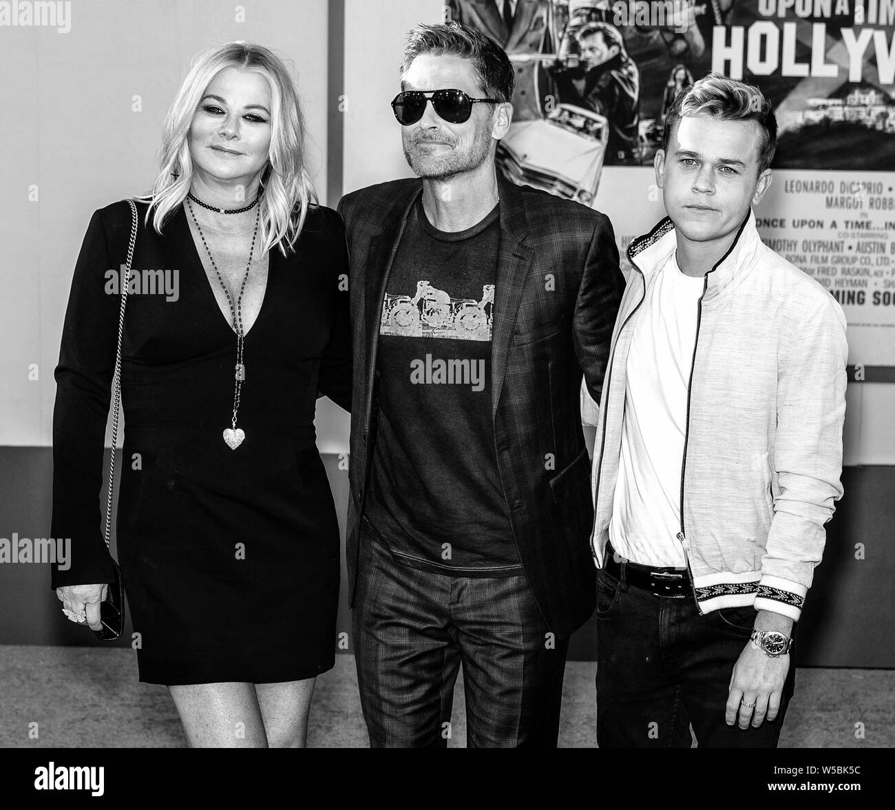 Los Angeles, CA - July 22, 2019: Rob Lowe (C) with wife and son attend ...