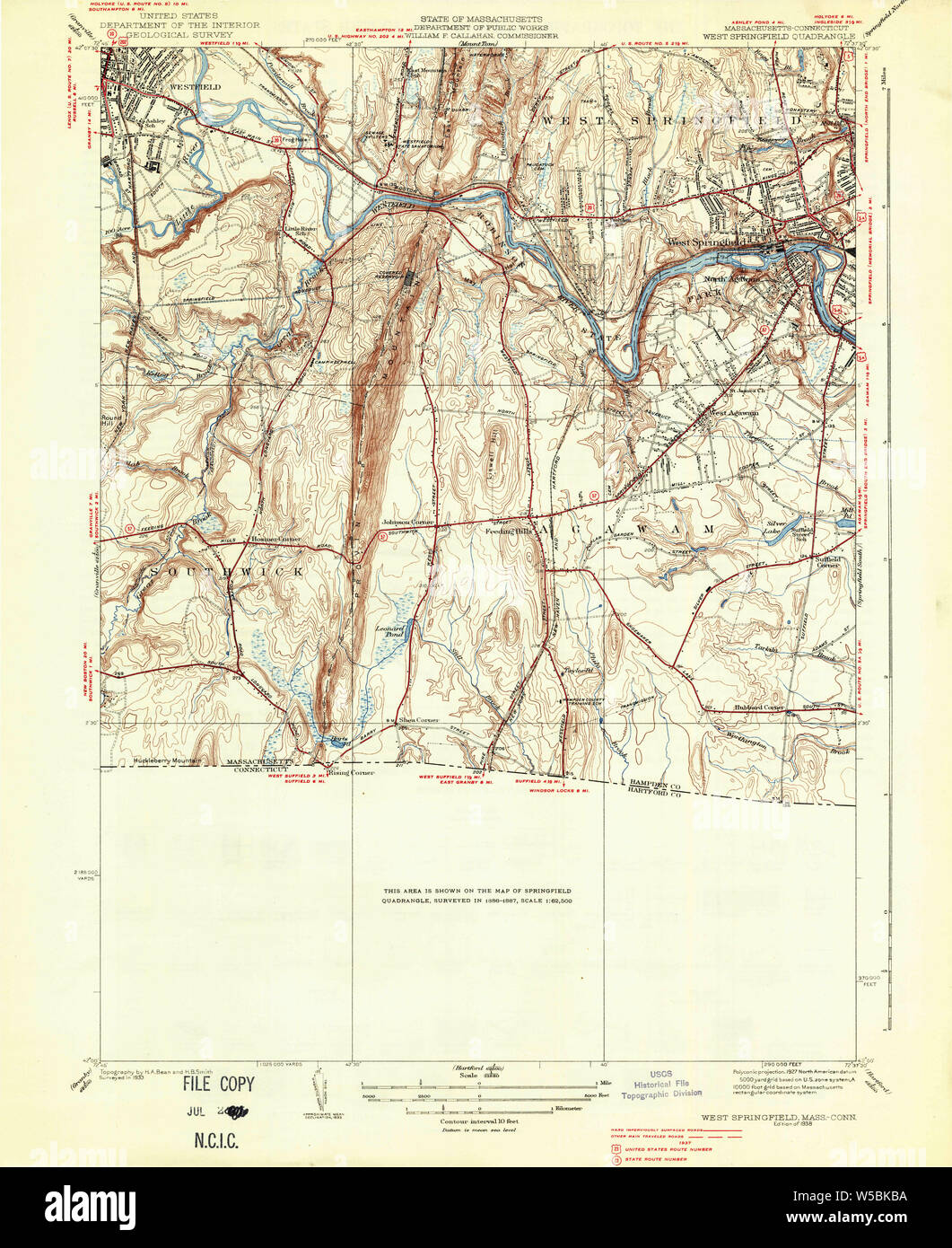 Massachusetts USGS Historical Topo Map MA West Springfield 352336 1938 ...