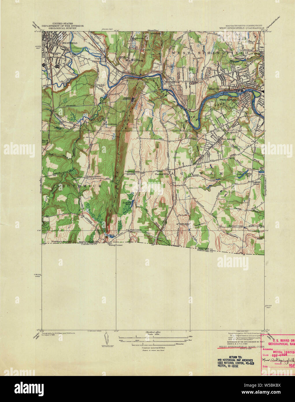 Massachusetts USGS Historical Topo Map MA West Springfield 352337 1938 ...