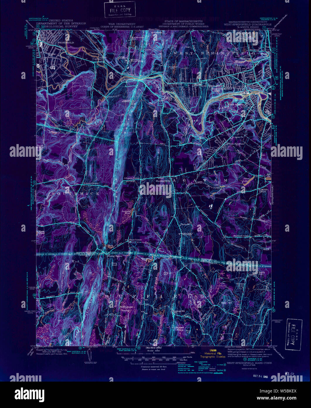 Massachusetts USGS Historical Topo Map MA West Springfield 352341 1945 ...