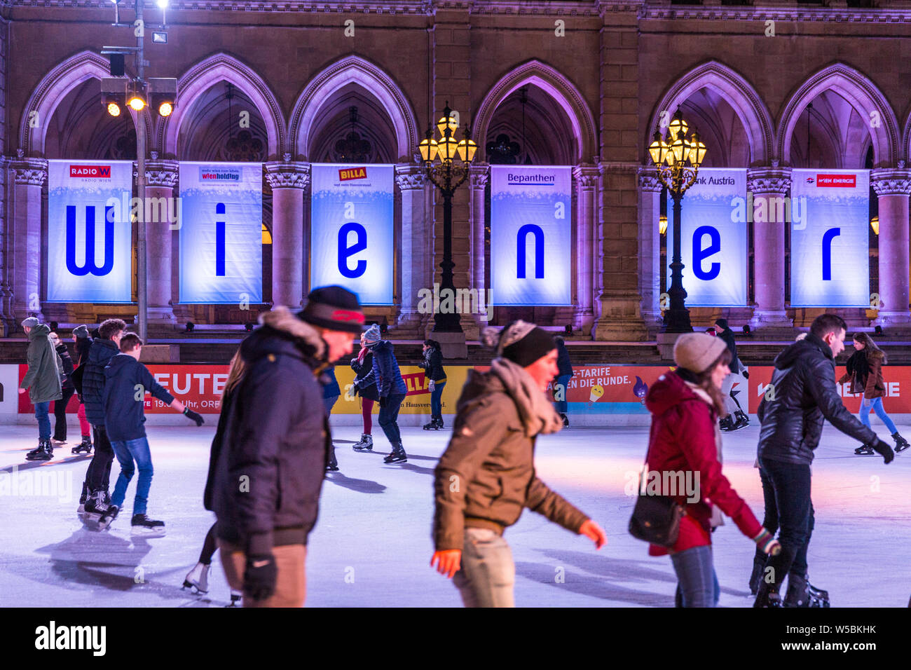 Ice rink in front of city hall hi-res stock photography and images - Alamy