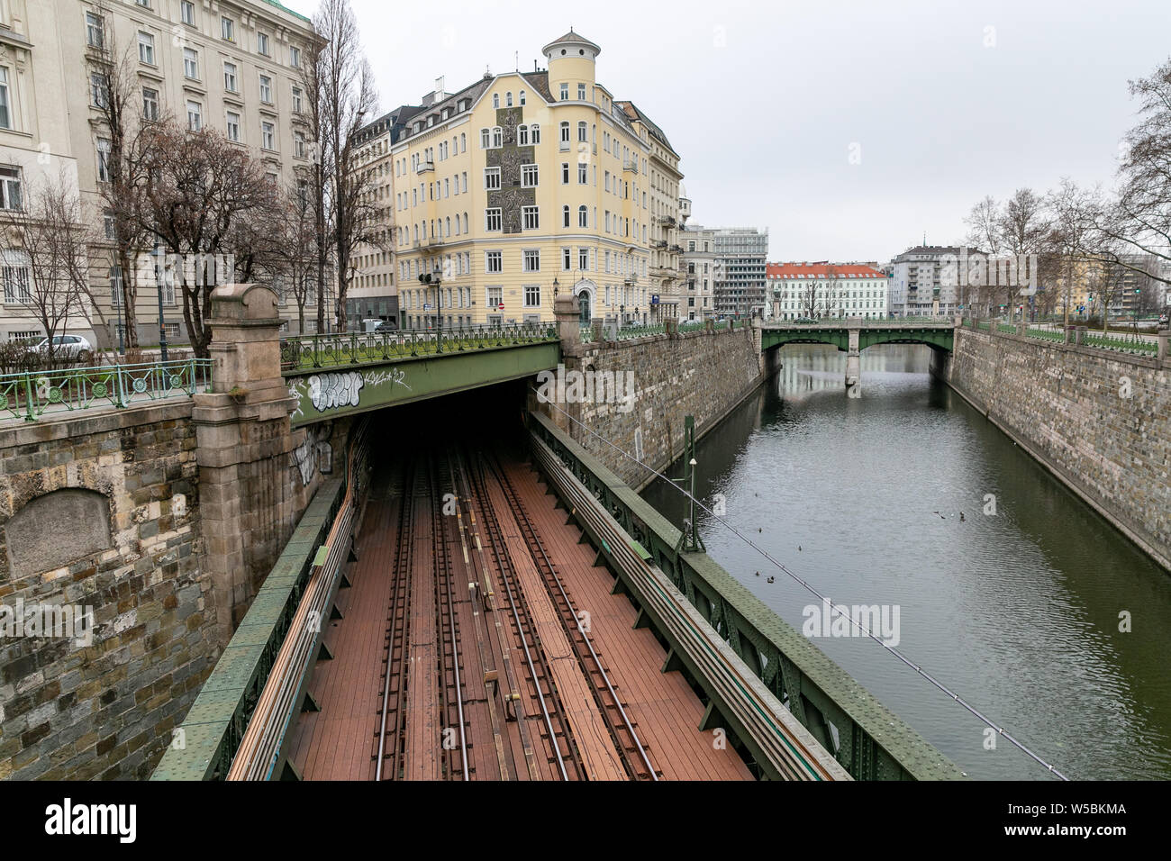 View around famous Donaukanal. Donaukanal is a former arm of the river ...