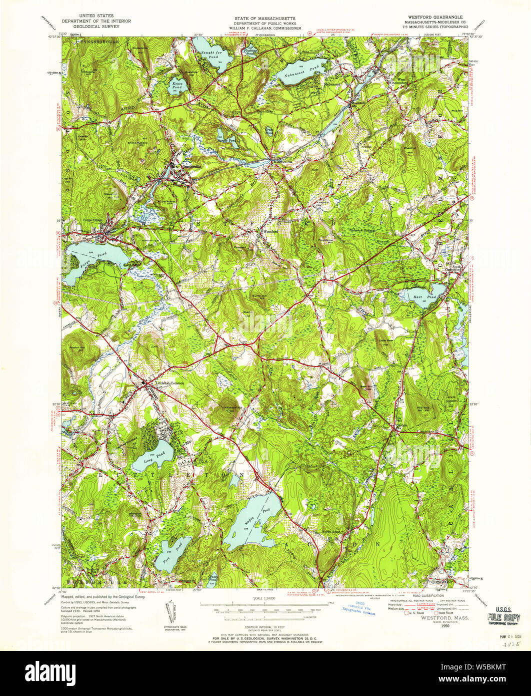 Massachusetts USGS Historical Topo Map MA Westford 350714 1950 24000 ...