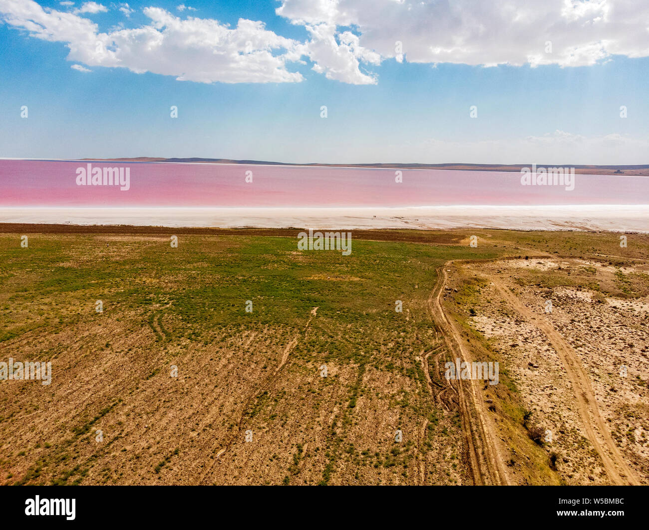 Aerial view of Lake Tuz, Tuz Golu. Salt Lake. Red, pink salt water. It ...