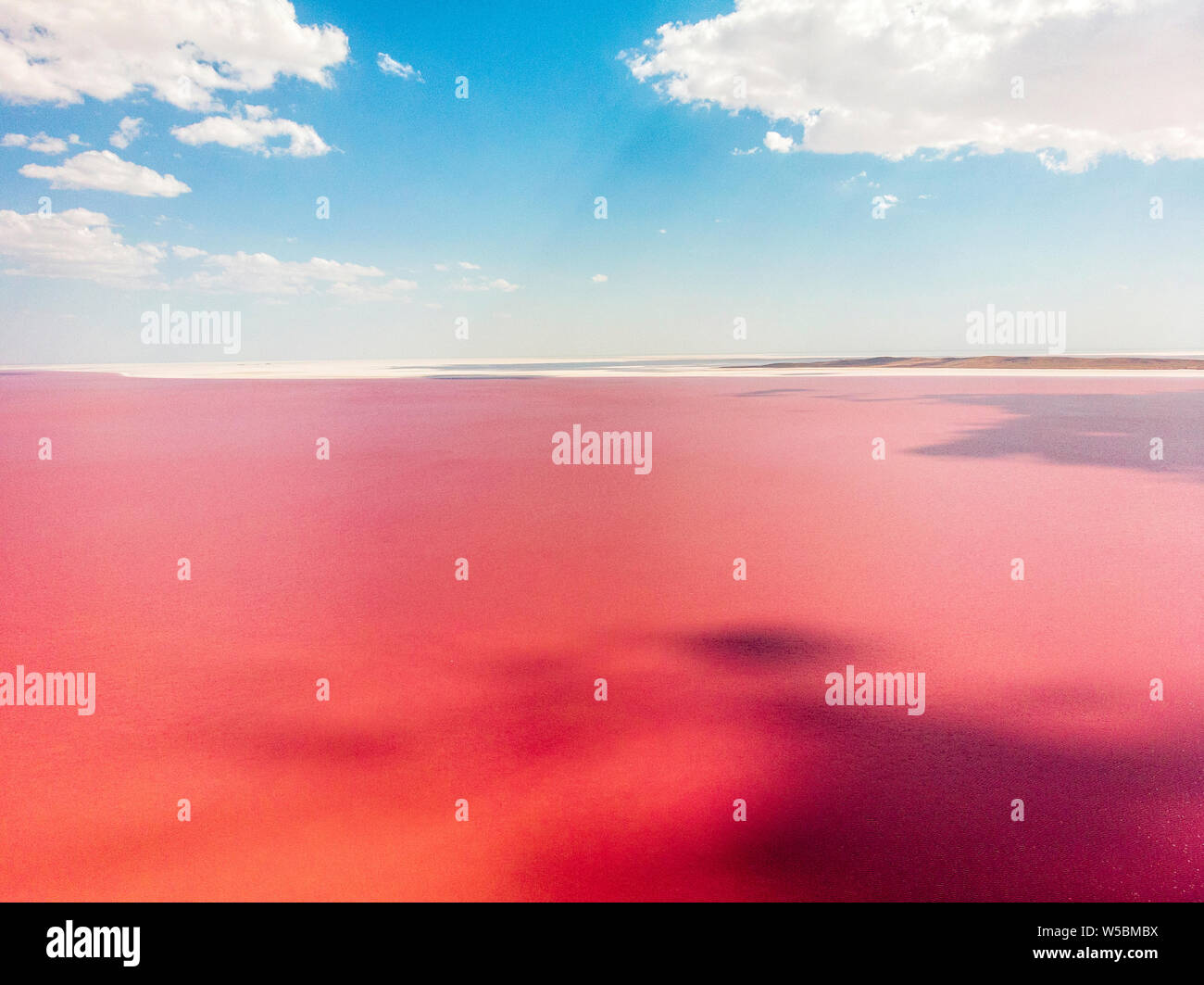 Aerial view of Lake Tuz, Tuz Golu. Salt Lake. Red, pink salt water. It ...