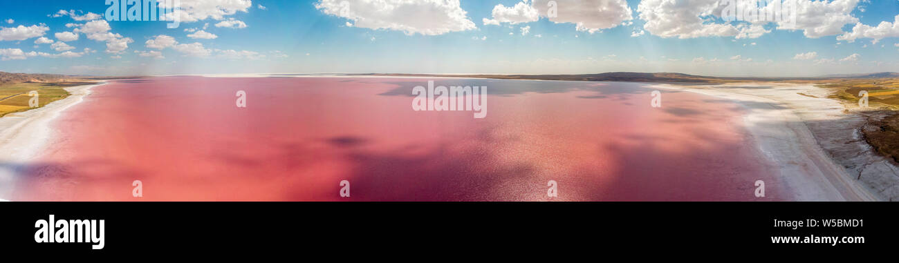 Aerial view of Lake Tuz, Tuz Golu. Salt Lake. Red, pink salt water. It ...