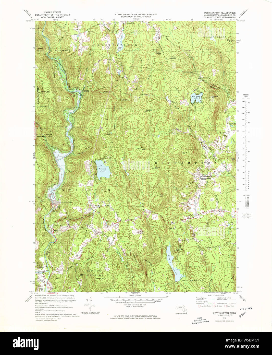 Massachusetts USGS Historical Topo Map MA Westhampton 351408 1972 25000 ...