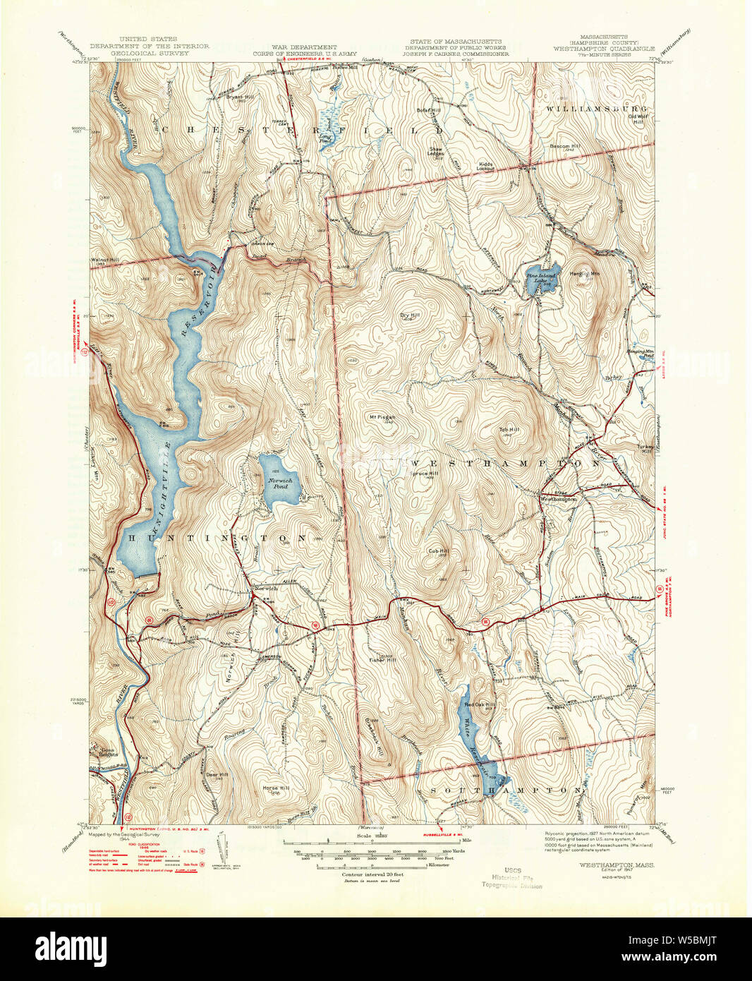 Massachusetts USGS Historical Topo Map MA Westhampton 352333 1947 31680 ...