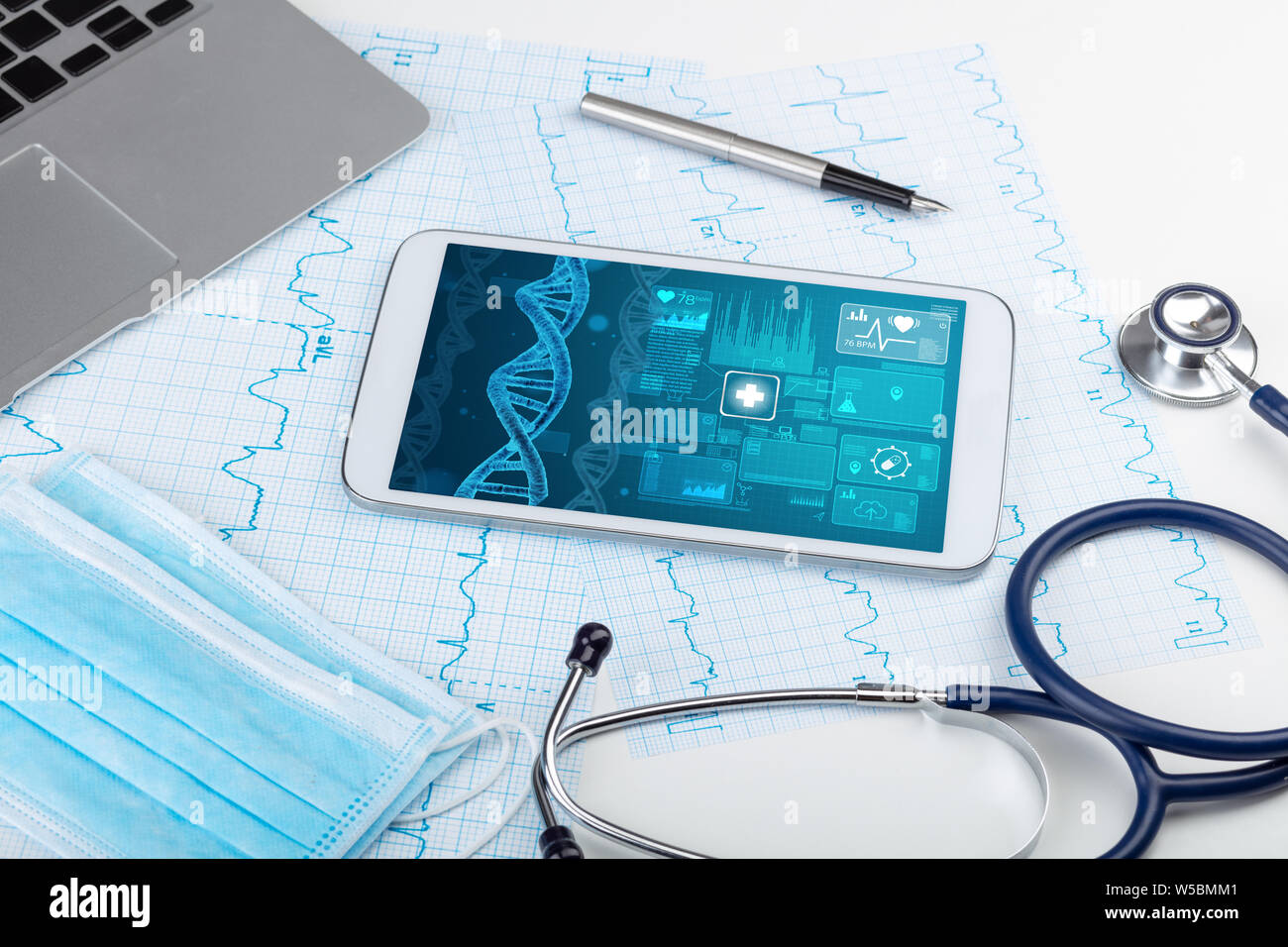 Genetic test and biotechnology concept with medical technology devices ...