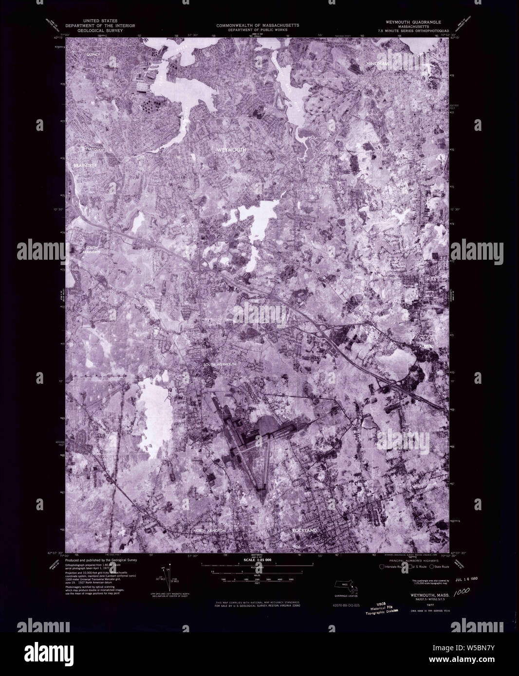 Massachusetts USGS Historical Topo Map MA Weymouth 351417 1977 25000 ...