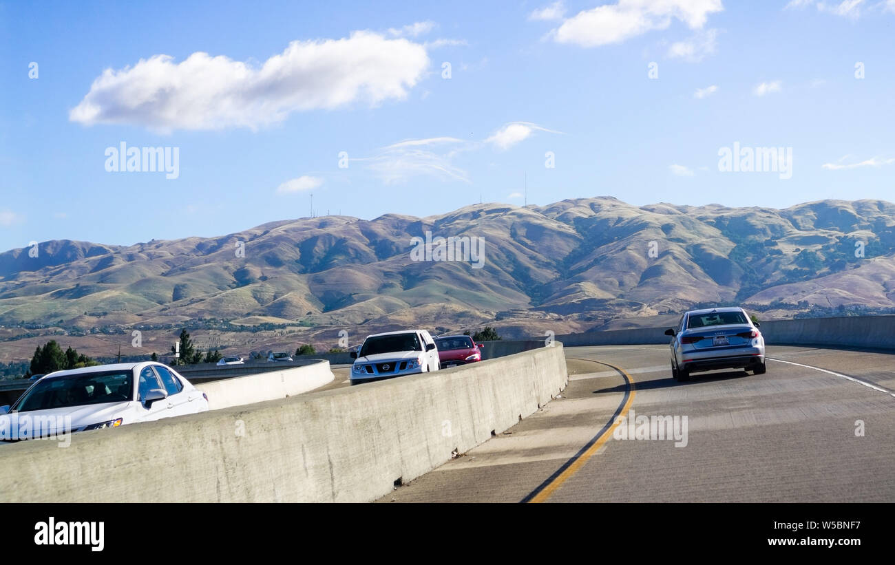 June 26, 2019 Milpitas / CA / USA - Driving on the express lane to ...