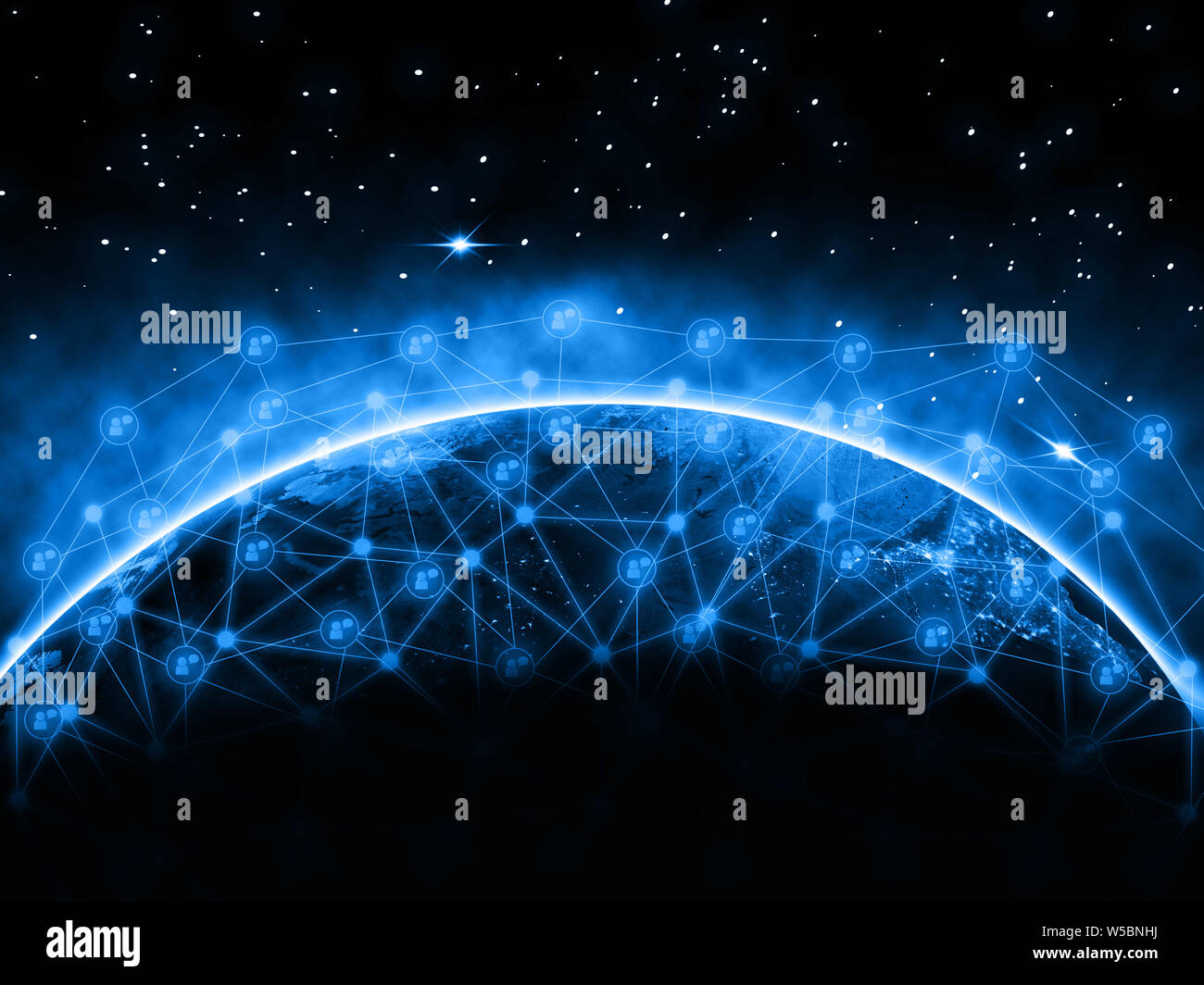 Global network and communication data exchanges over the planet Earth ...
