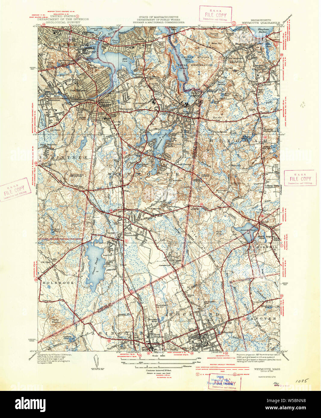 Massachusetts USGS Historical Topo Map MA Weymouth 352355 1941 31680 ...