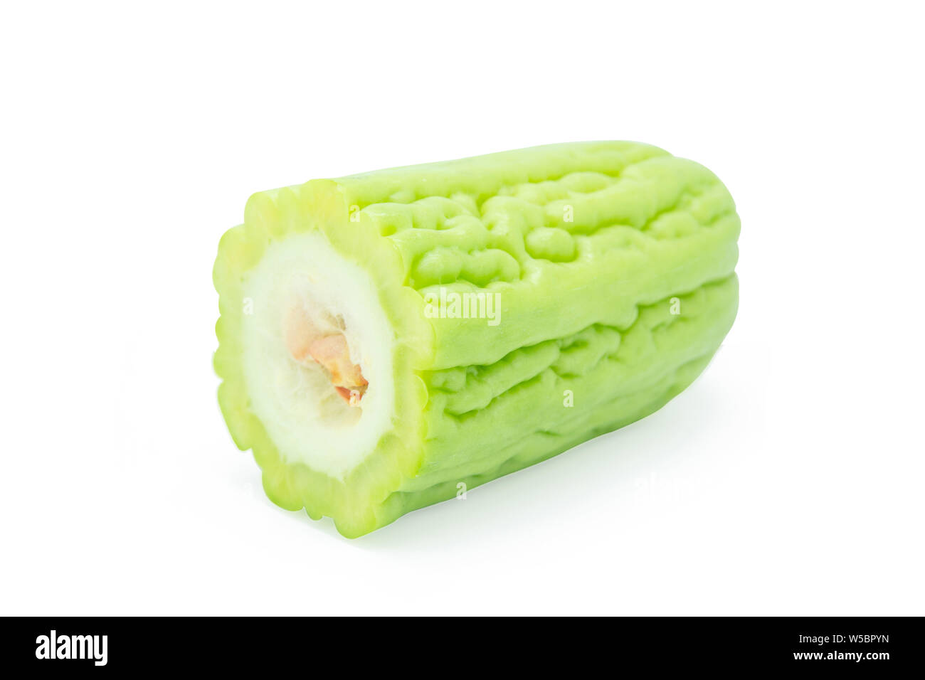 Slices of Bitter melon isolated on white background with clipping path ...