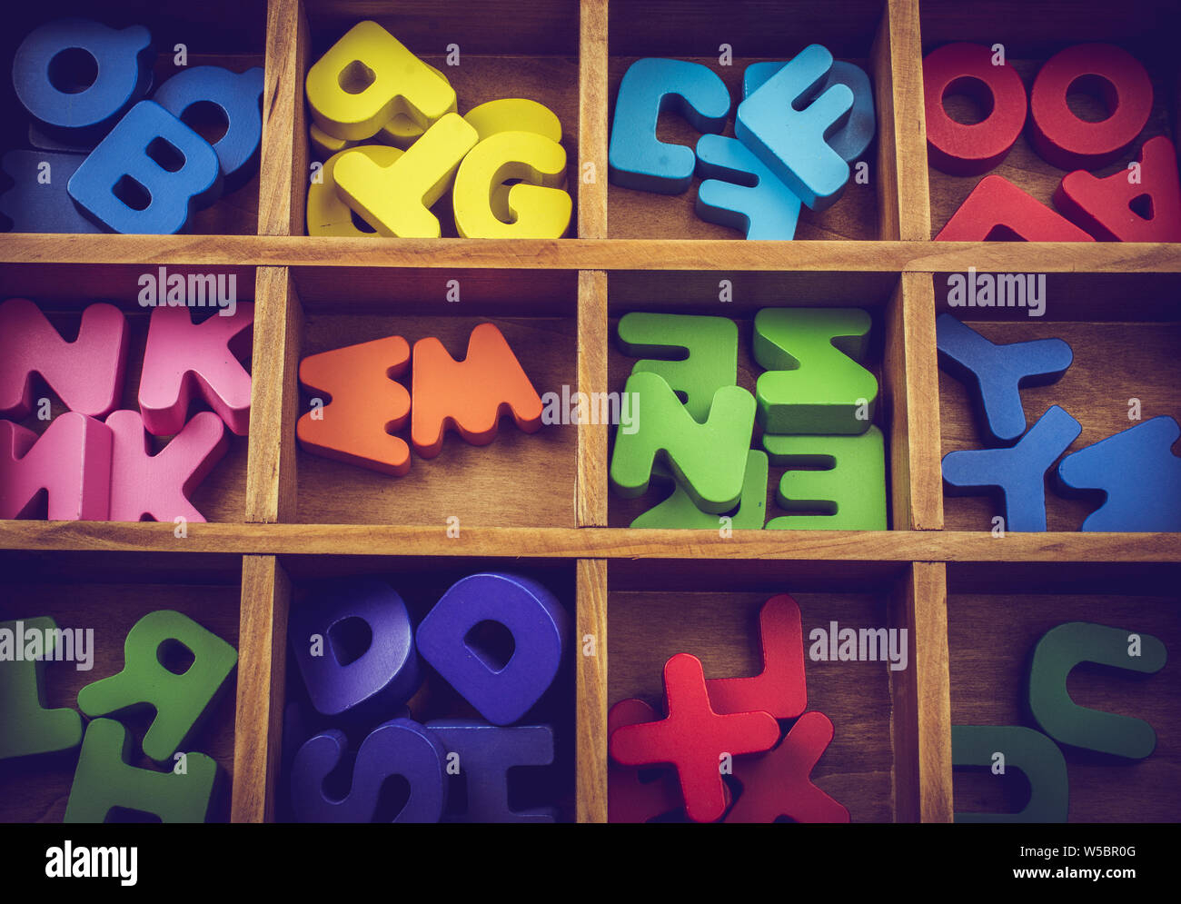Colorful Letters of Alphabet made of wood Stock Photo - Alamy