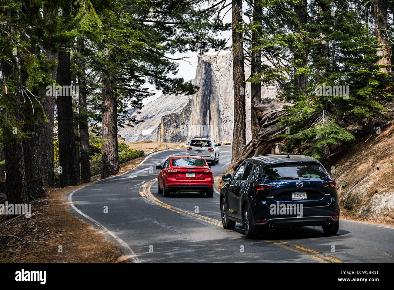 June 27, 2019 Yosemite National Park / CA / USA - Cars driving towards ...