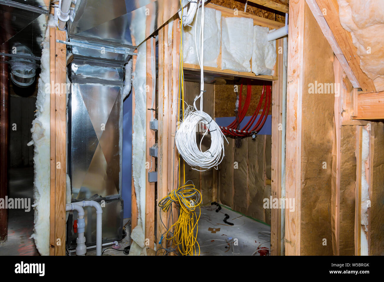 Electrical wire service connectors in basement of house under ...