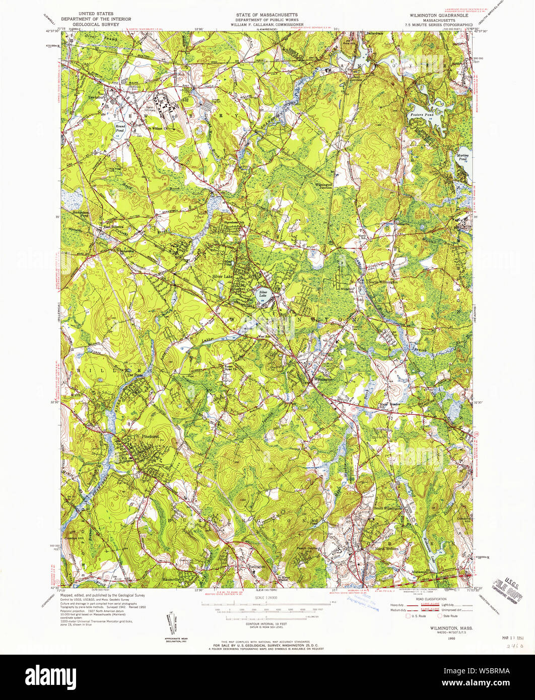 Massachusetts USGS Historical Topo Map MA Wilmington 350754 1950 24000 ...