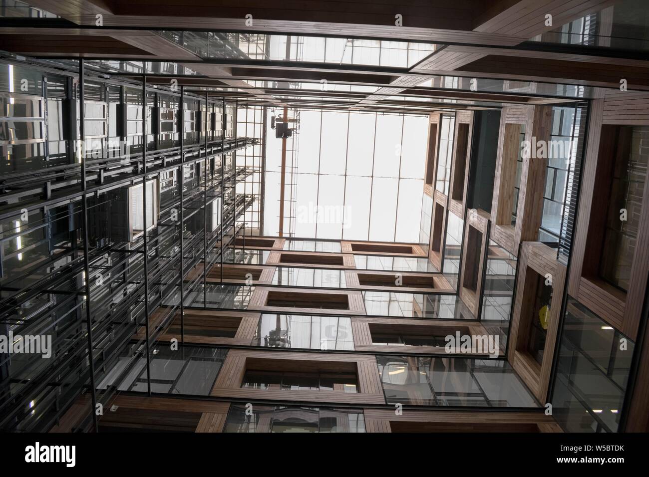 SANTIAGO, CHILE - Jul 26, 2019: View of the roof structure of a modern ...