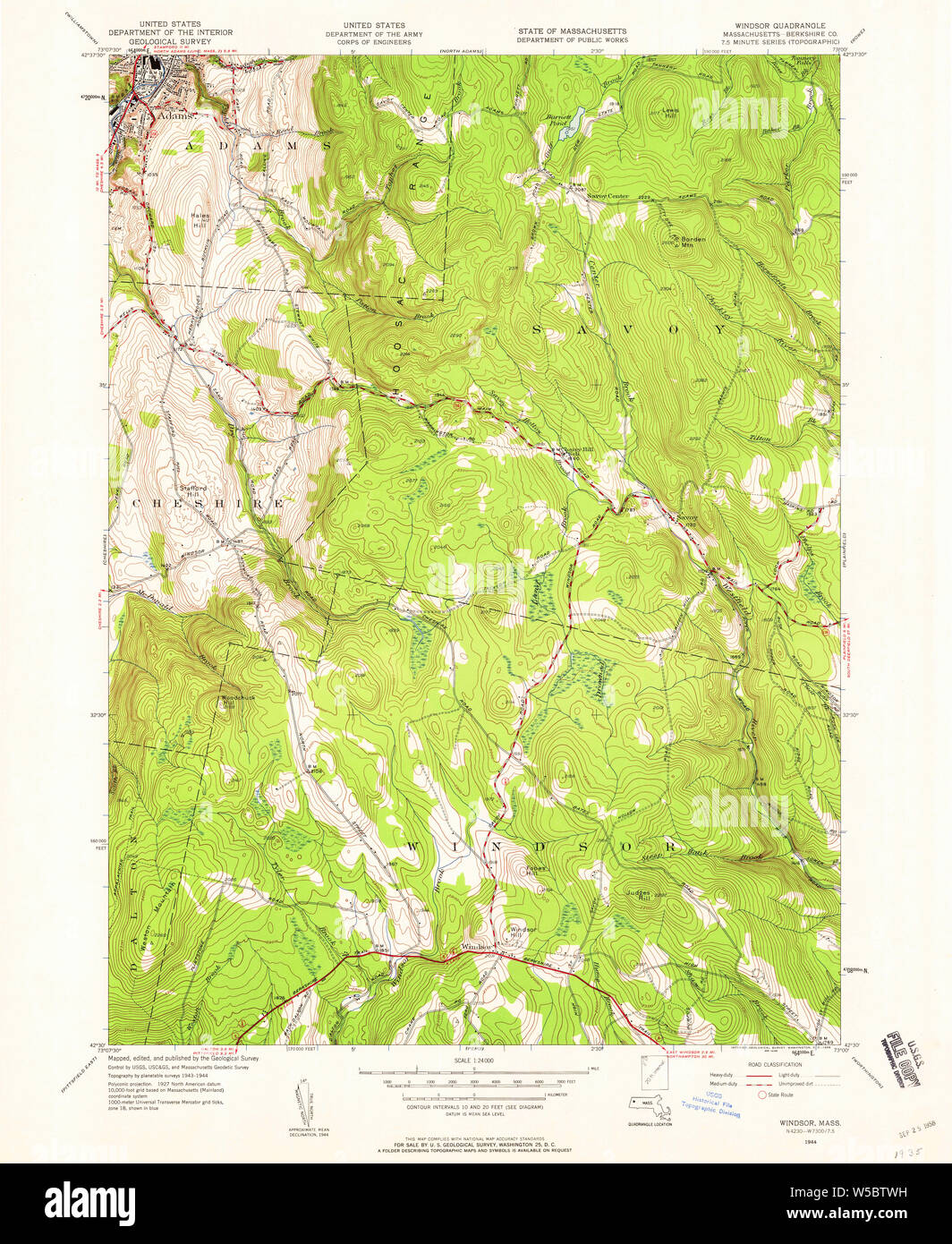 Massachusetts USGS Historical Topo Map MA Windsor 350763 1944 24000 ...