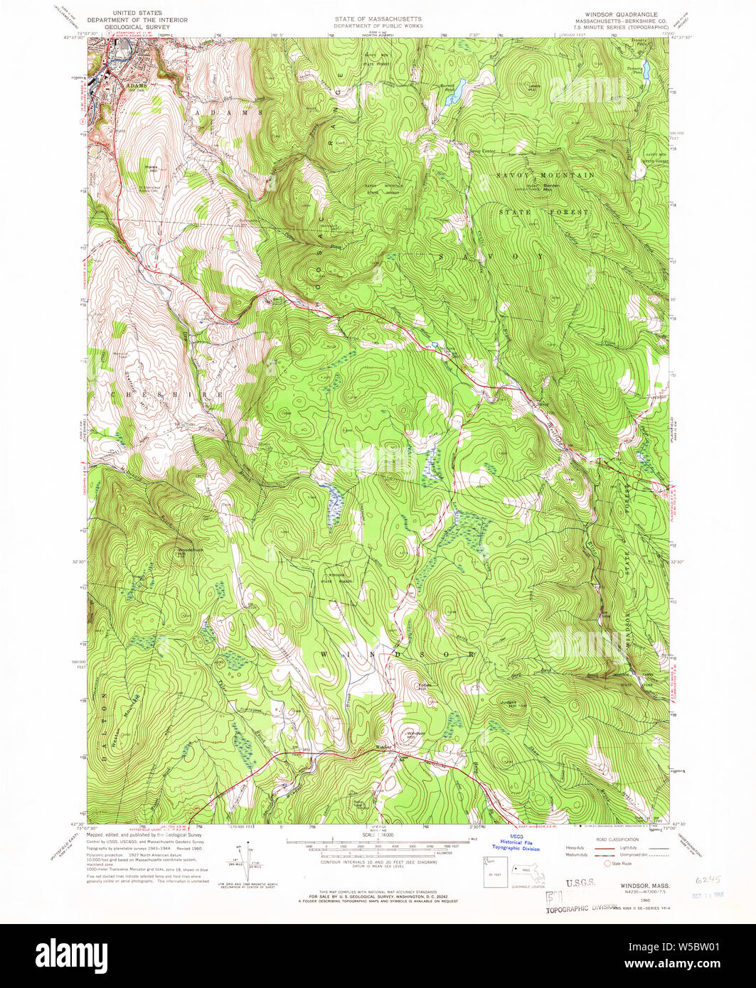 Massachusetts USGS Historical Topo Map MA Windsor 350767 1960 24000 ...