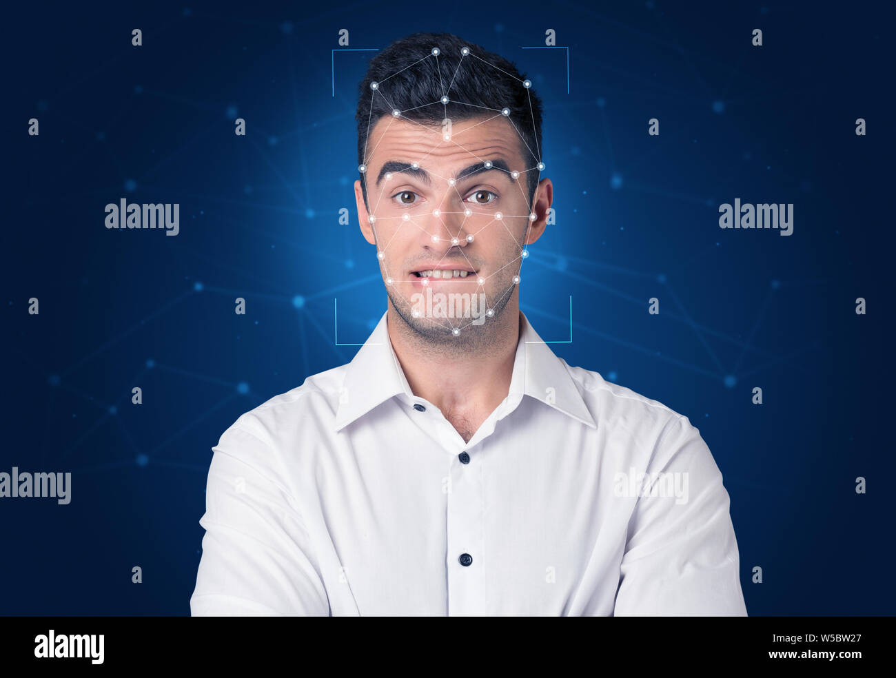 Recognition of a face by layering a mesh. Biometric verification and ...