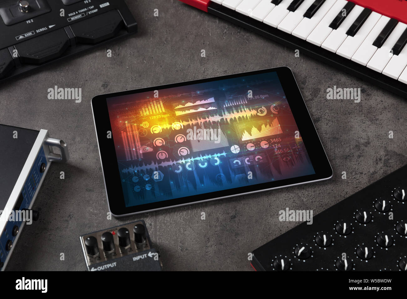 Electronic music instruments, microphone, piano, consoles and tablet ...