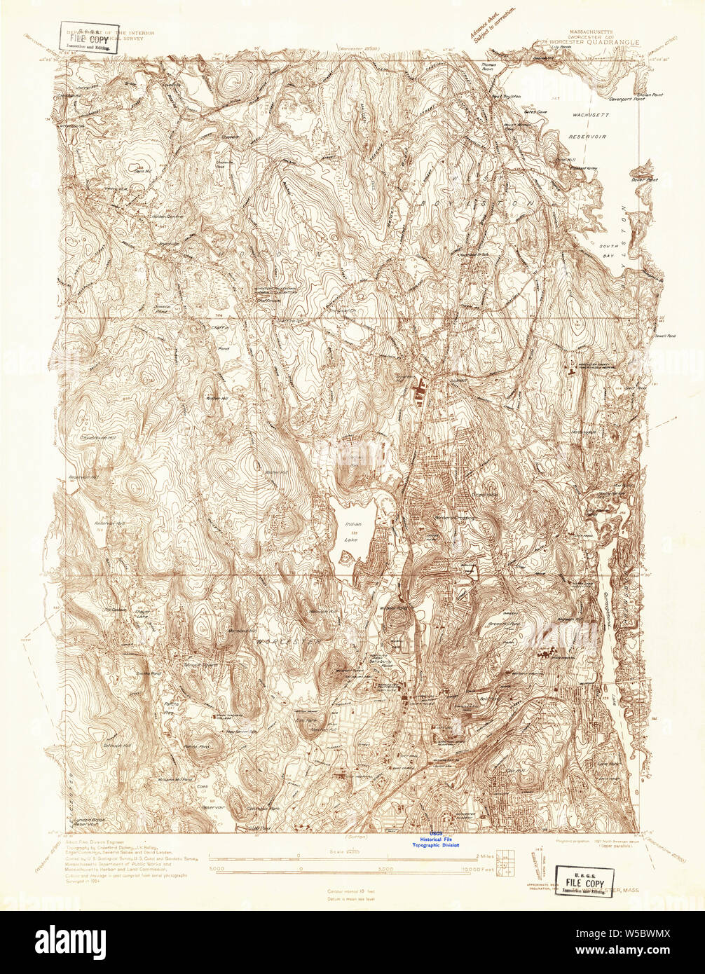 Massachusetts USGS Historical Topo Map MA Worcester 350777 1934 24000 ...