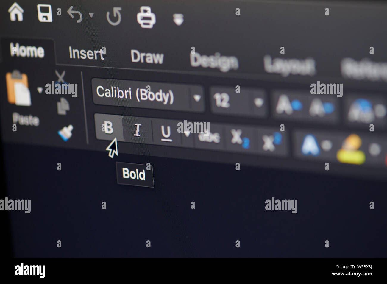New york, USA - july 26, 2019: Change font type in microsoft office ...