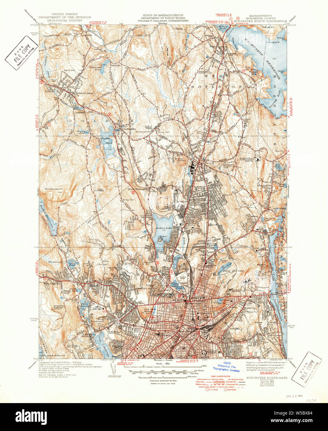 Massachusetts USGS Historical Topo Map MA Worcester North 352395 1939 ...